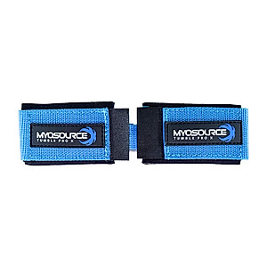 Myosource Kinetic Bands Tumble Pro X Ankle Straps Kit – Cheerleading Standing Tumbling Equipment, Gymnastics Backhandspring Trainer – Includes Flexibility Stunt Stretch Strap – Blue