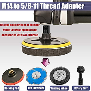 Yakamoz 2Pcs Angle Grinder Attachment M14 Female to 5/8"-11 Male Adapter Rotary Polisher M14 to 5/8"-11 Adaptor Converter Connecting Tool