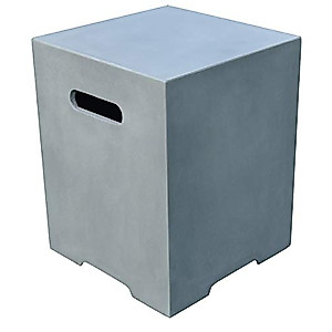 Elementi Light Grey Propane Tank Cover Fire Pit Accessories Square 20 Inches Concrete Outdoor Side Table Fits Standard 20 Pound Propane Tank Hideaway Table