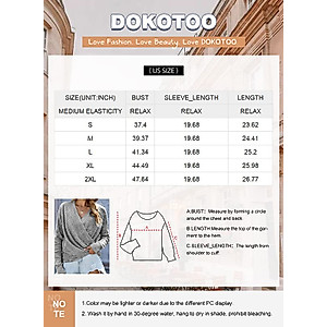 Dokotoo Womens Sweaters Winter Fall Cute Deep V Neck Wrap Chunky Cable Knit Short Fuzzy Pullover Crop Sweater Long Sleeve Jumper Tops Soft Comfy Apricot Large