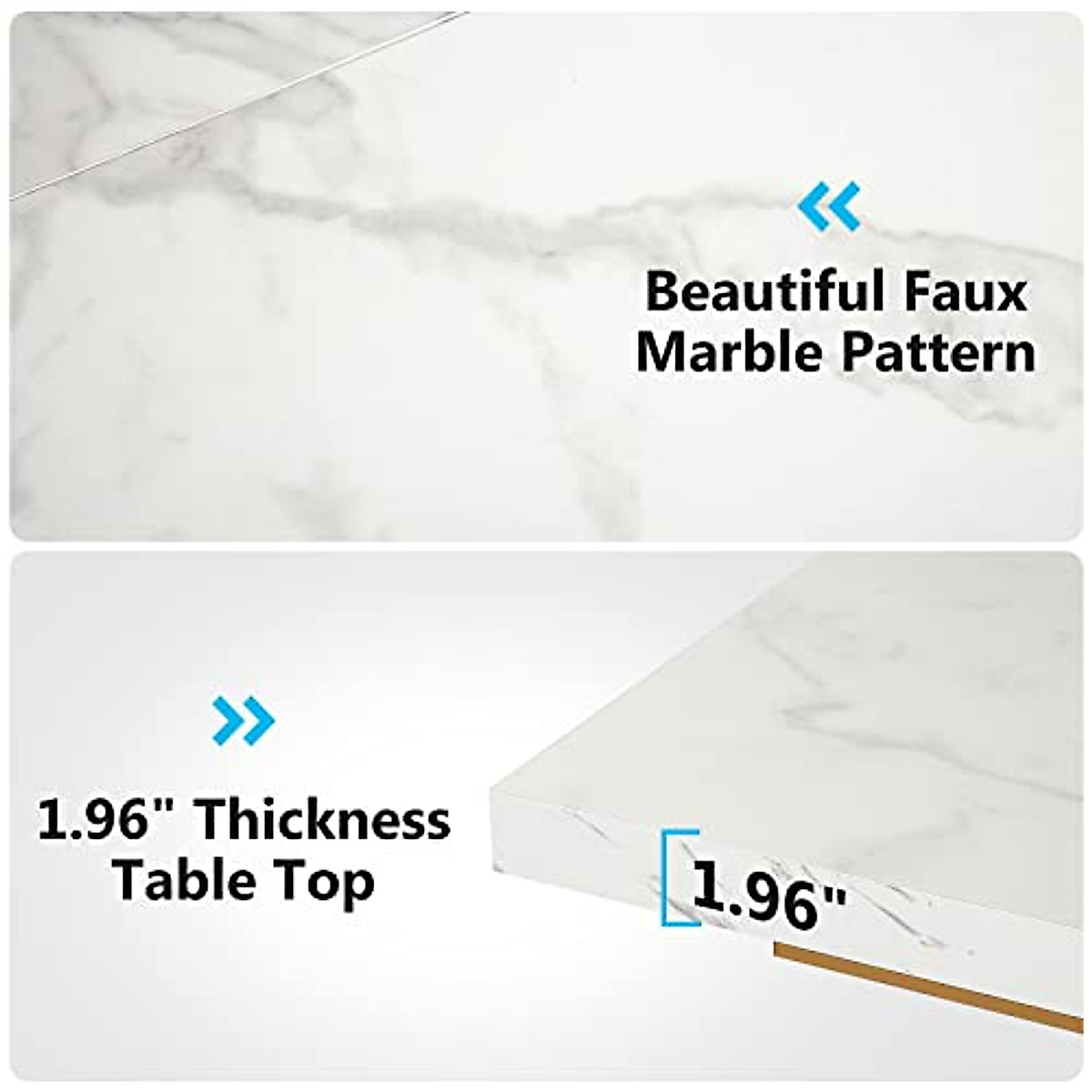 Tribesigns Modern Dining Table, 63 inch Faux Marble Wood Kitchen Table for 6 People, Rectangular Dinner Room Table with Geometric Frame for Kitchen, Dining Room (White & Gold)