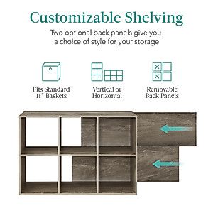 Best Choice Products 6-Cube Storage Organizer, 11in Shelf Opening, Bookcase, Display Shelf, Customizable w/ 3 Removable Back Panels – Greige