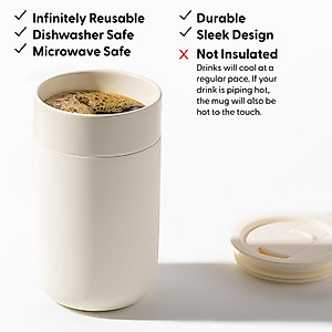 W&P Porter Travel Protective Silicone Sleeve, 16 Ounce Terrazzo Cream, Reusable Cup for Coffee or Tea, Portable Ceramic Mug with BPA-Free Press-Fit Lid, Dishwasher Safe, On-The-Go