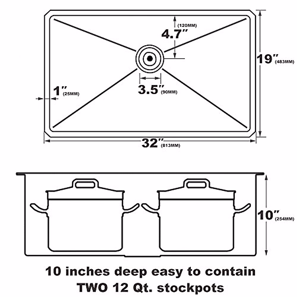 Ufaucet 32 Inch Nano Black Undermount Kitchen Sink, Zero Radius 16-Gauge Stainless Steel Commercial Single Bowl Wet Bar Prep Sink with Drainer and Bottom Grid