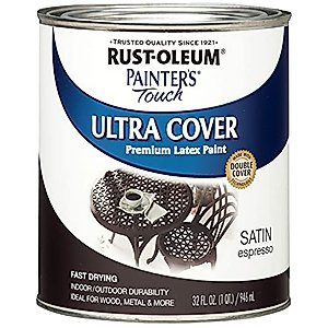 Rust-Oleum Brush On Paint 242018 Painters Touch Quart Latex, Satin Espresso, 1 (Pack of 1), 32 Fl Oz