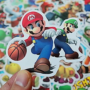 Super Mario Cartoon Waterproof Laptop Stickers Waterproof Water Bottles Skateboard Snowboard Car Bicycle Luggage Decal 50pcs Pack (Super Mario Bros)