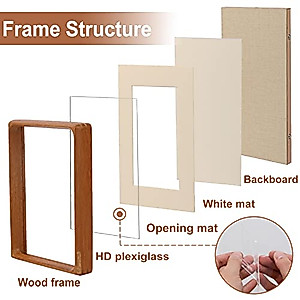 Youncewooder 6x8 Picture Frame, Display 4x6 Picture with Mat, Natural Teak Picture Frame Display Horizontal or Vertical for Tabletop and Wall