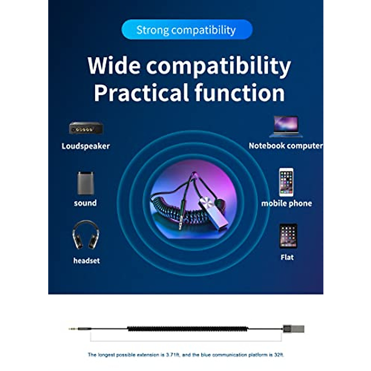 Bluetooth 5.0 Receiver with Microphone Little Bluetooth 3.5mm Aux Adapter Wireless Audio Car Kit with 3.5mm Jack for Car Vehicle Home Stereo Speaker Amplifier Music Streaming Hands-Free Calling