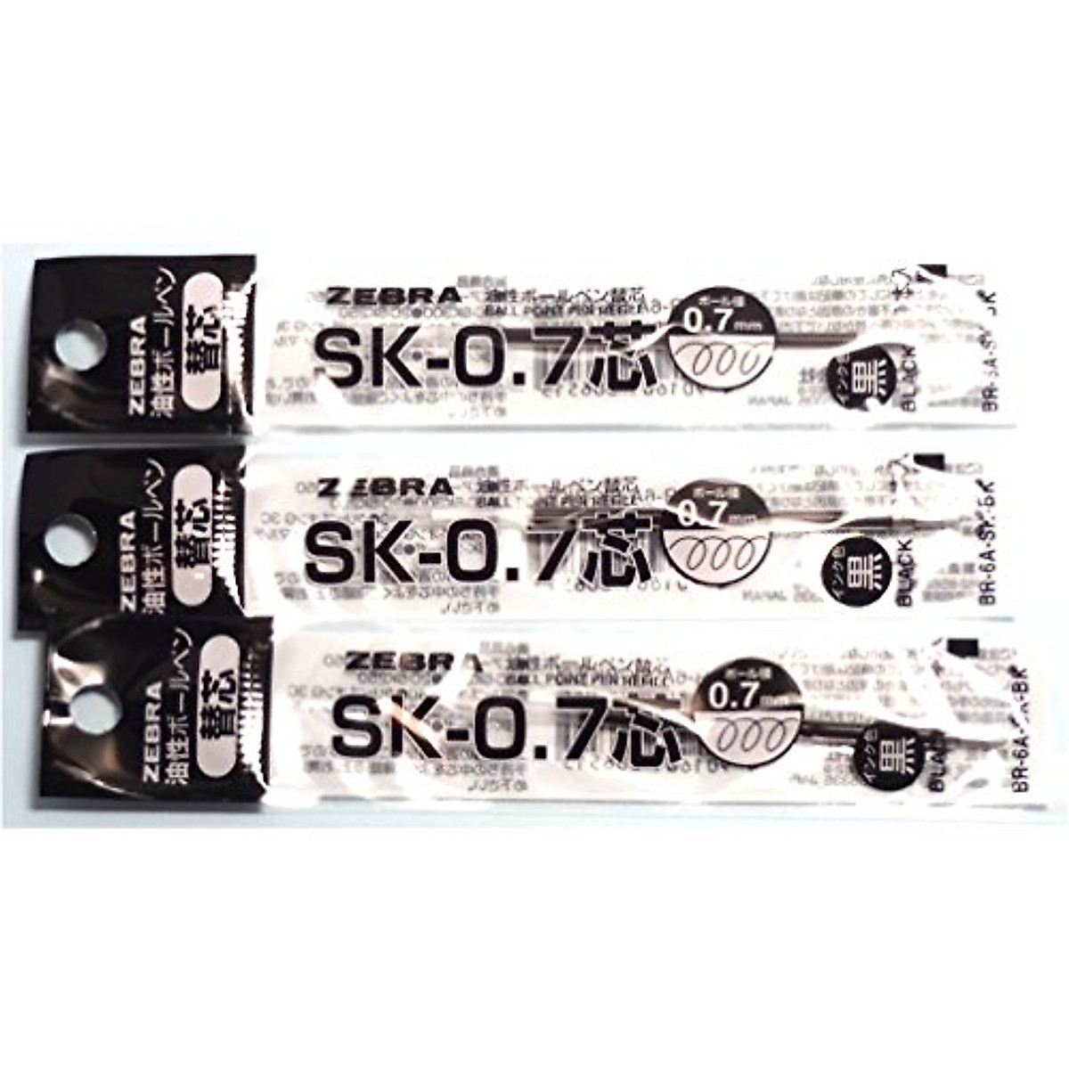 Zebra SK-0.7 0.7mm Refill (Black Ink)3 Pack/total 3 pcs (Japan Import) [Komainu-Dou Original Package]