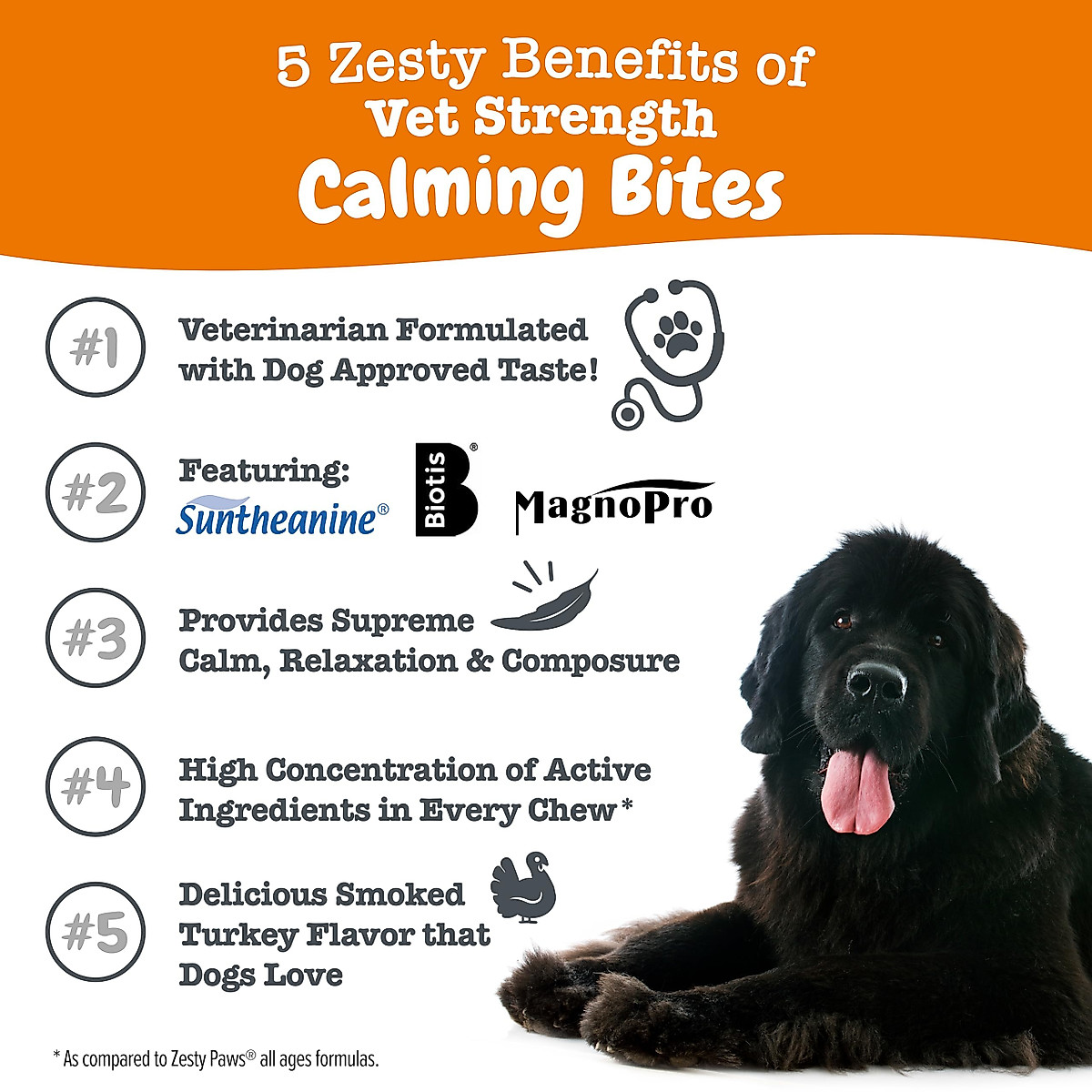 Zesty Paws Calming Chews for Dogs - Dog Calming Chews with Melatonin for Dogs Composure & Relaxation - Calm for Dogs Everyday Separation Stress & Nervousness - Vet Strength, Smoked Turkey - 90ct