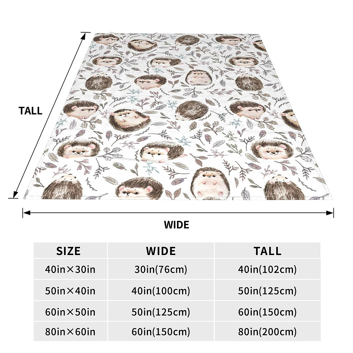 Hedgehog Gifts Flannel Throw Blanket Soft Lightweight Blankets for Girls Kids Women Hedgehog Lovers 50"X40"