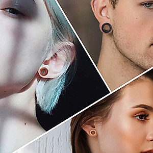 Stuppendux 6Pairs Wood Silicone Ear Plugs Tunnels Expander Hanger Gauges Earrings Stretching Body Piercings Jewelry Gauges for Women Men 1/2"(12mm)