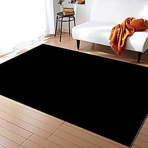 Indoor Area Rug 3 ft x 5 ft, Solid Black Non-Slip Runner Rug for Kids Room, Pure Color Living Room Bedroom Bathroom Decor Floor Carpets