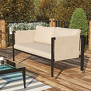 Flash Furniture Patio Lounge Loveseat, Set of 1, Light Gray