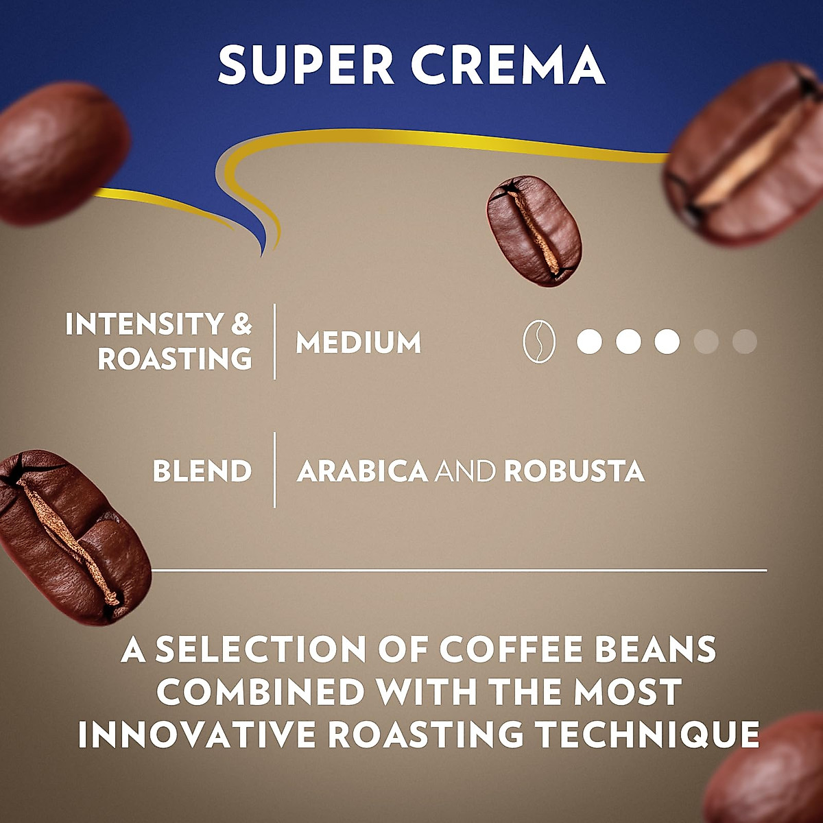 Lavazza Super Crema Whole Bean Coffee Blend, light-Medium Espresso Roast, 2.2 Pound (Pack of 1) ,Premium Quality, Aromatic, Mild and creamy