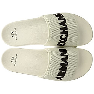 A|X ARMANI EXCHANGE Men's Slip On Sandal Slide, White+Off White, 11