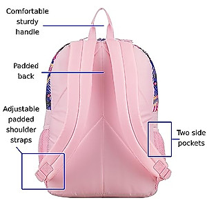 FUEL Backpack with Lunch Box Combo – 18.5” Two Compartment Water Resistant Durable Adjustable Straps with Side Water Bottle Pockets 2 in 1 Set – Tropical Palm Print