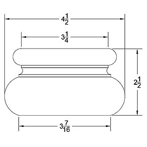 Highland Manor Wood Products Massive Wakefield Bun Foot - 2 1/2" Tall x 4 1/2" Wide (Pine) (Set of 4)