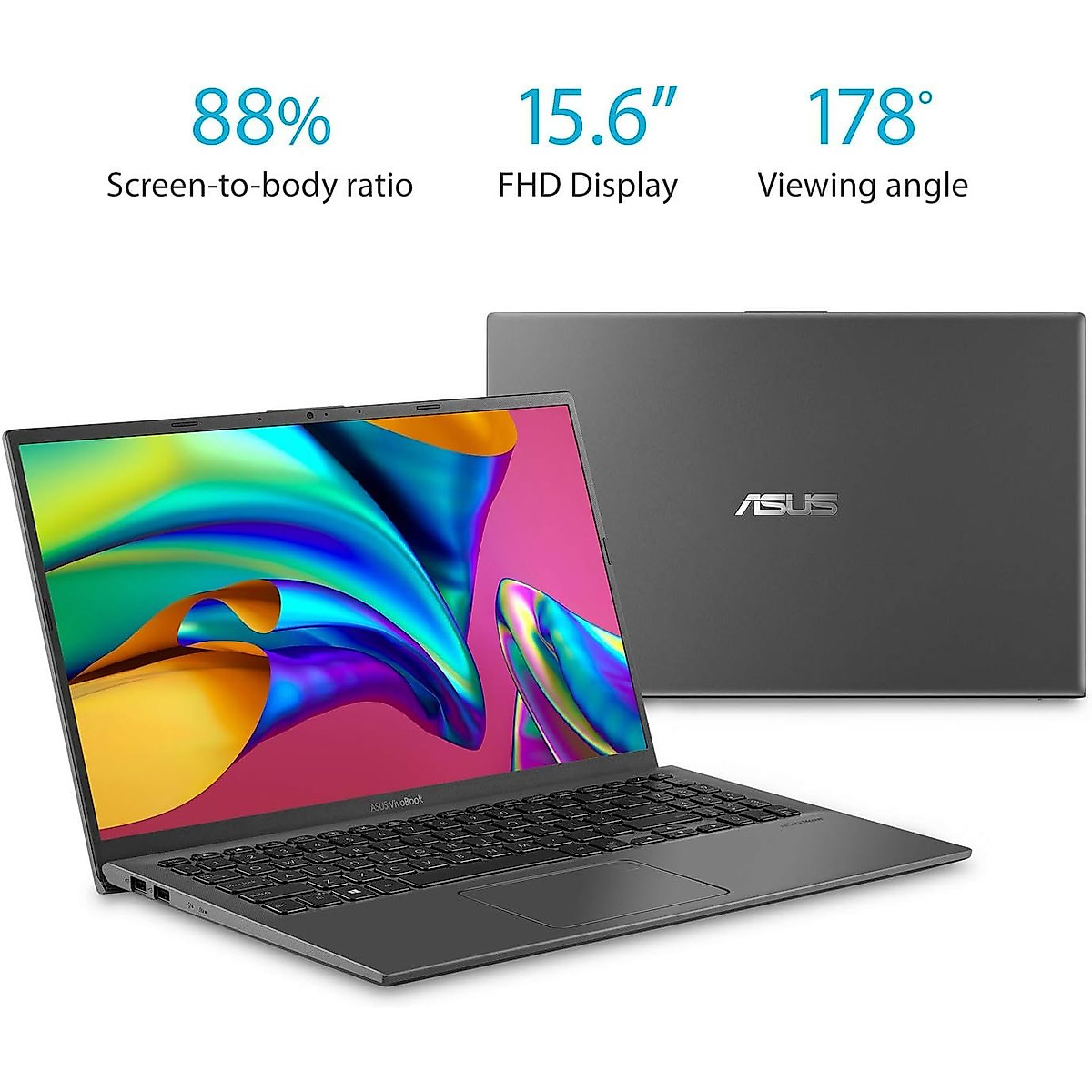 ASUS VivoBook 15 15.6 Inch Portable Laptop Computer, FHD AMD Ryzen 3 3200U, 8GB DDR4 RAM, 256GB SSD, AMD Radeon Vega 3, Windows 10 Home, Laptops for Student, WiFi, Bluetooth, Backlit, Grey (Renewed)