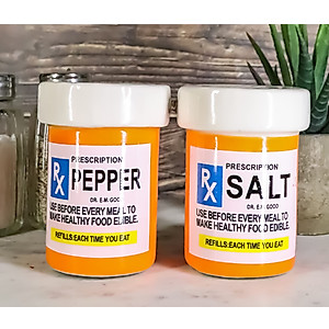 Ebros Rx Pharmacy Prescription Bottles With Instructions Magnetic Salt And Pepper Shakers Set Ceramic Figurines Party Kitchen Tabletop Collectible Prop Decorative Accessories