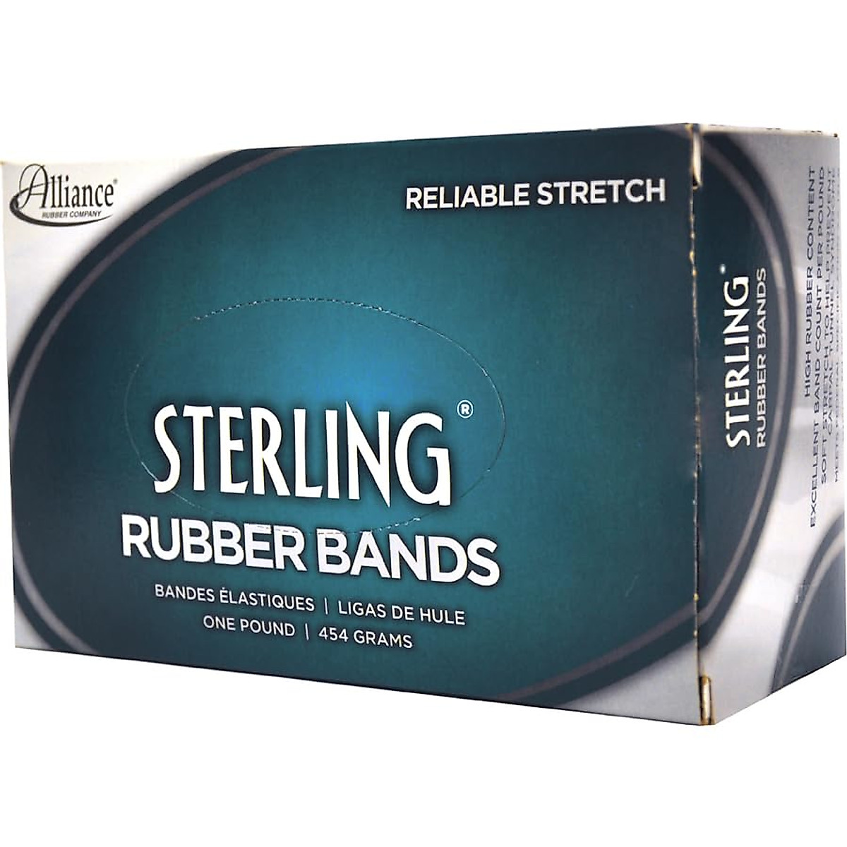 Alliance Rubber 24645 Sterling Rubber Bands Size #64, 1 lb Box Contains Approx. 425 Bands (3 1/2 x 1/4-Inches, Natural Crepe)