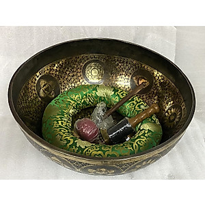 21 Inch Diameter Extra Large Standing Singing Bowl - Foot Carved Singing Bowls - Sound Therapy -Meditation -Yoga Session - Big Healing Bowls