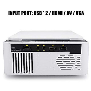 Home Projector Mini Portable HD Projector 1280 X 720 Home Cinema Theater Media Player US Plug 100V-260V (White)