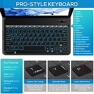 typecase Keyboard Case for Samsung Tab S8/Tab S7 11 inch (SM-X700/X706/T870/T875/T878), Slim Leather Folio Stand Cover, 7 Colors Backlit Wireless Detachable Keyboard with S Pen Holder (Black)