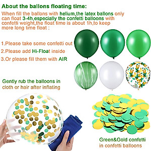 60 Pieces 12 Inch Agate Latex Balloons Confetti Balloons Colorful Balloons for Jungle Baby Shower Wedding Office Birthday Party Supplies (Green, White)