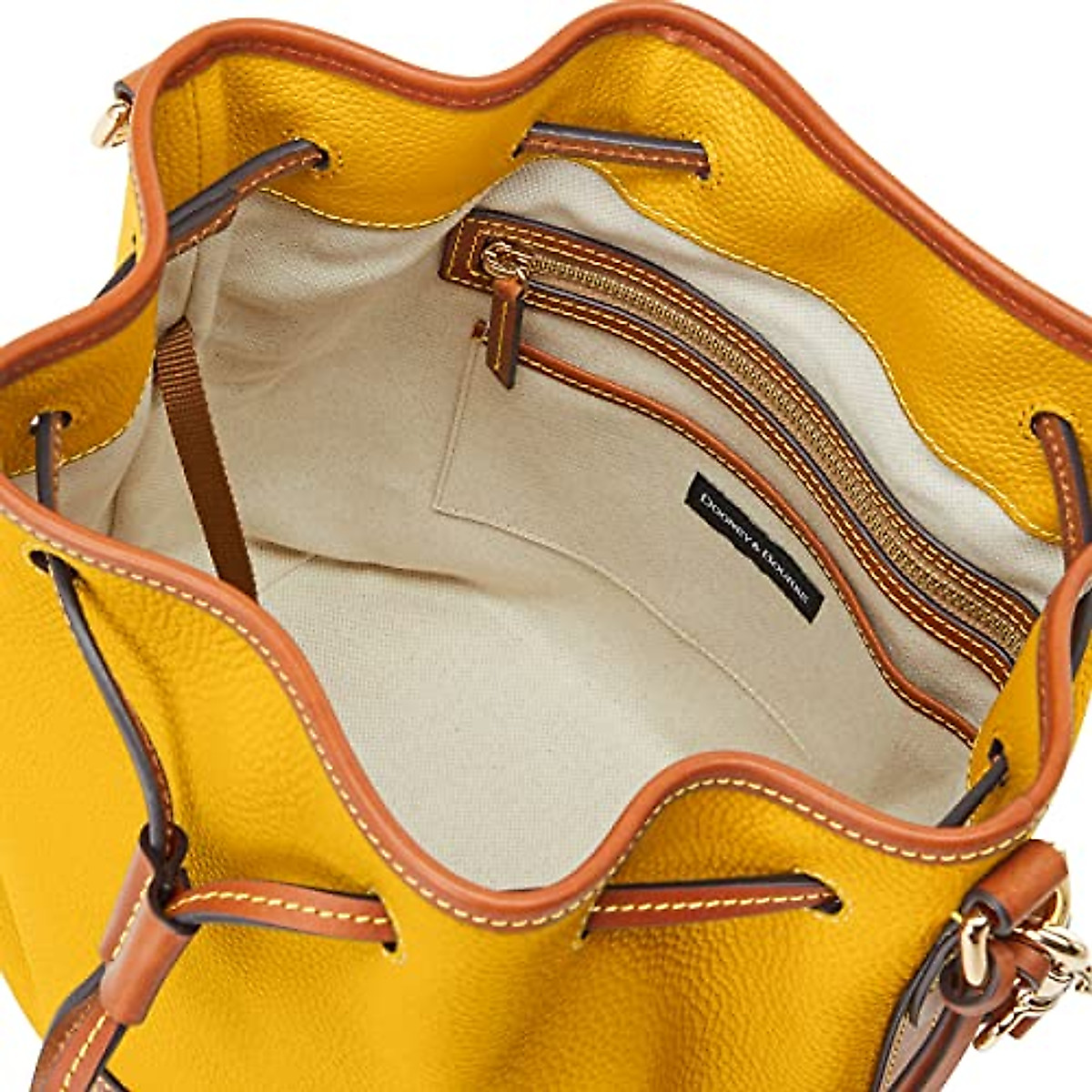 Dooney & Bourke Handbag, Pebble Grain Drawstring - Mustard