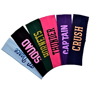 Funny Girl Designs TEAM SPORT Cotton Stretch Headband with your personalized GLITTER Text - 2.5 inch Wide Headband - Your COLORS and TEXT