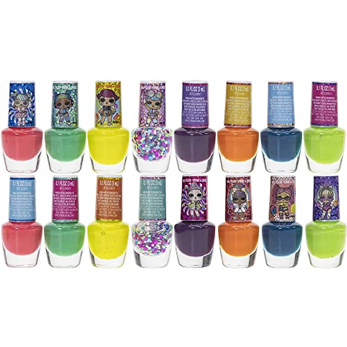 Townley Girl L.O.L Surprise Non-Toxic Peel-Off Water-Based Safe Quick Dry Nail Polish Gift Kit Set for Kids Set With Nail Dryer, AA Batteries Not Included, Ages 3+