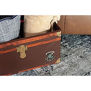 Harry Potter Hogwarts 24-Inch Foldable Storage Chest | Fabric Basket Container, Cube Organizer With Handles | Collapsible Brown Cubby Cube Closet Organizer