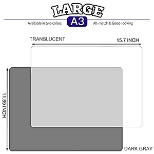 LEORBO Silicone Mat, 2 Pack Silicone Mats for Resin, 15.7"x 11.7" Silicone Sheets for Resin Molds, Silicone Mats for Crafts, Resin Paint Clay Mat, Gray & Clear Silicone Mat, Resin Casting Molds