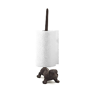 Retro Cast Iron Dog Paper Holder - Decorative Free Standing Paper Holder - Antique Brown