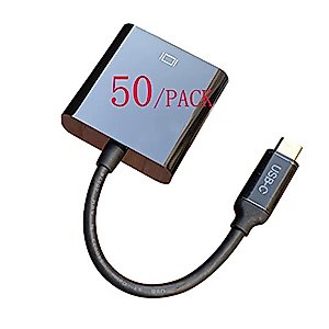 50/Pack PAKLIMCN USB-C to VGA Adapter Thunderbolt 3 with Gold-Plated Connector USB3.1 Type C Wholesale for VGA Compatible for Dell XPS 13/Chromebook Pixel/Yoga 910/Miix 510/surface go (Grey)