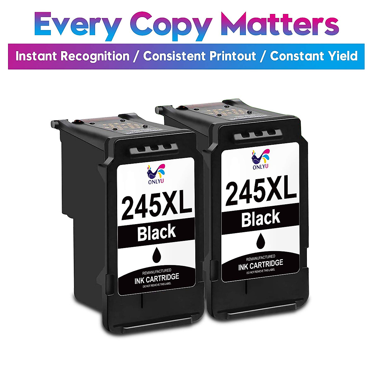 ONLYU Compatible 245XL Ink Cartridges Combo Pack Replacement for Canon PG 245XL PG243 for PIXMA MX492 MX490 MG2522 MG2922 MG2520 MG2920 TS3100 TS3122 TS3300 TR4520 TR4522 IP2820 Printer 2 Black