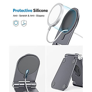 Stand for MagSafe Charger, OMOTON Foldable Phone Stand Holder for MagSafe Accessories， Compatible with iPhone 14/13/12 Pro Max/Pro/Mini, Charger for MagSafe Not Included, Gray