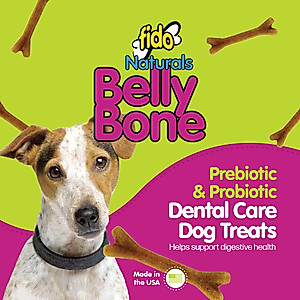 Fido Belly Bones for Dogs, 13 Yogurt Flavor Small Dog Dental Treats (Made in USA) - 13 Count Dog Treats for Small Dogs - Plaque and Tartar Control for Fresh Breath, Digestive Health Support