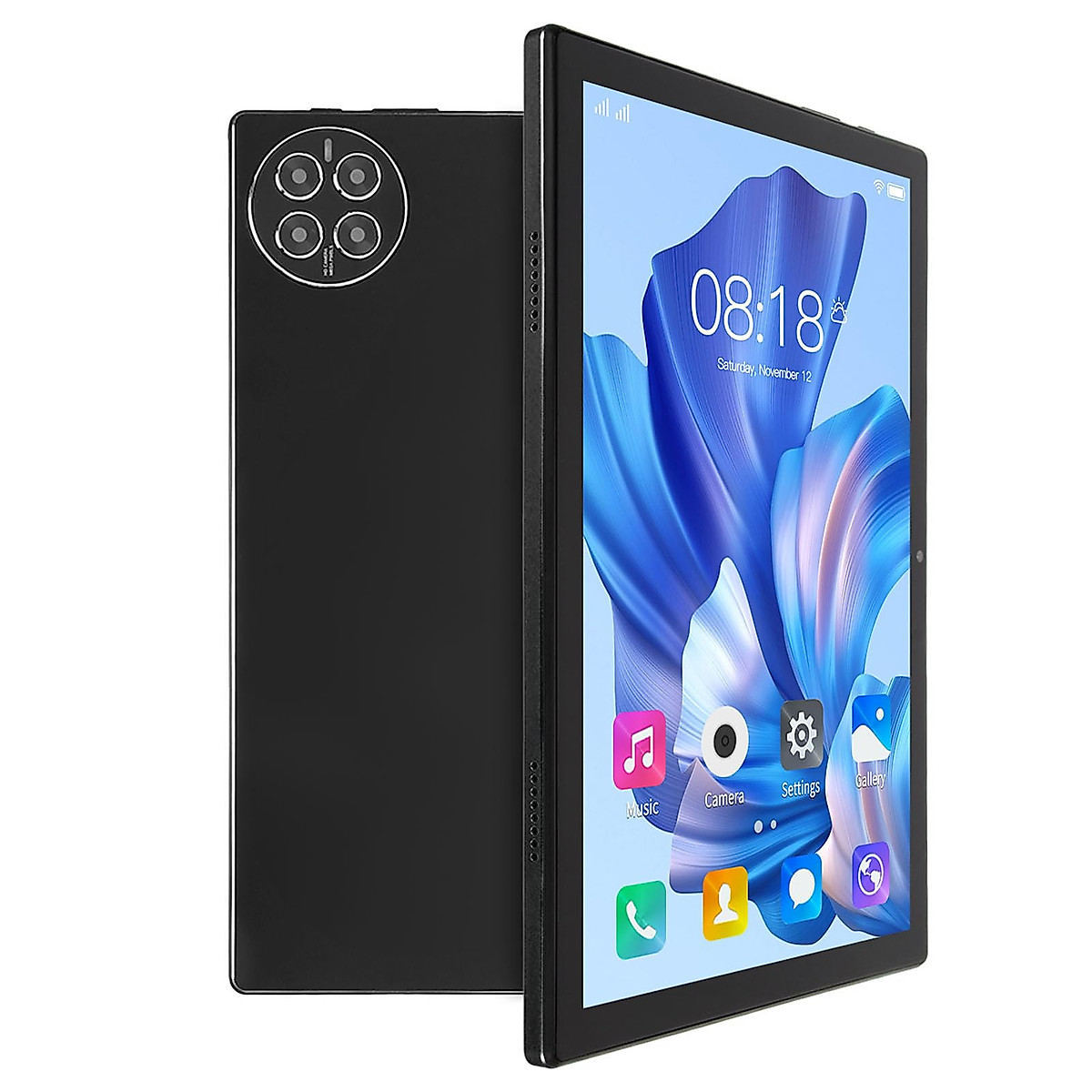 Airshi Smart Tablet, 10in Smart Tablet Octa Core CPU 12GB RAM 256GB ROM Dual Speakers US Plug 100-240V Portable for Office (Black)