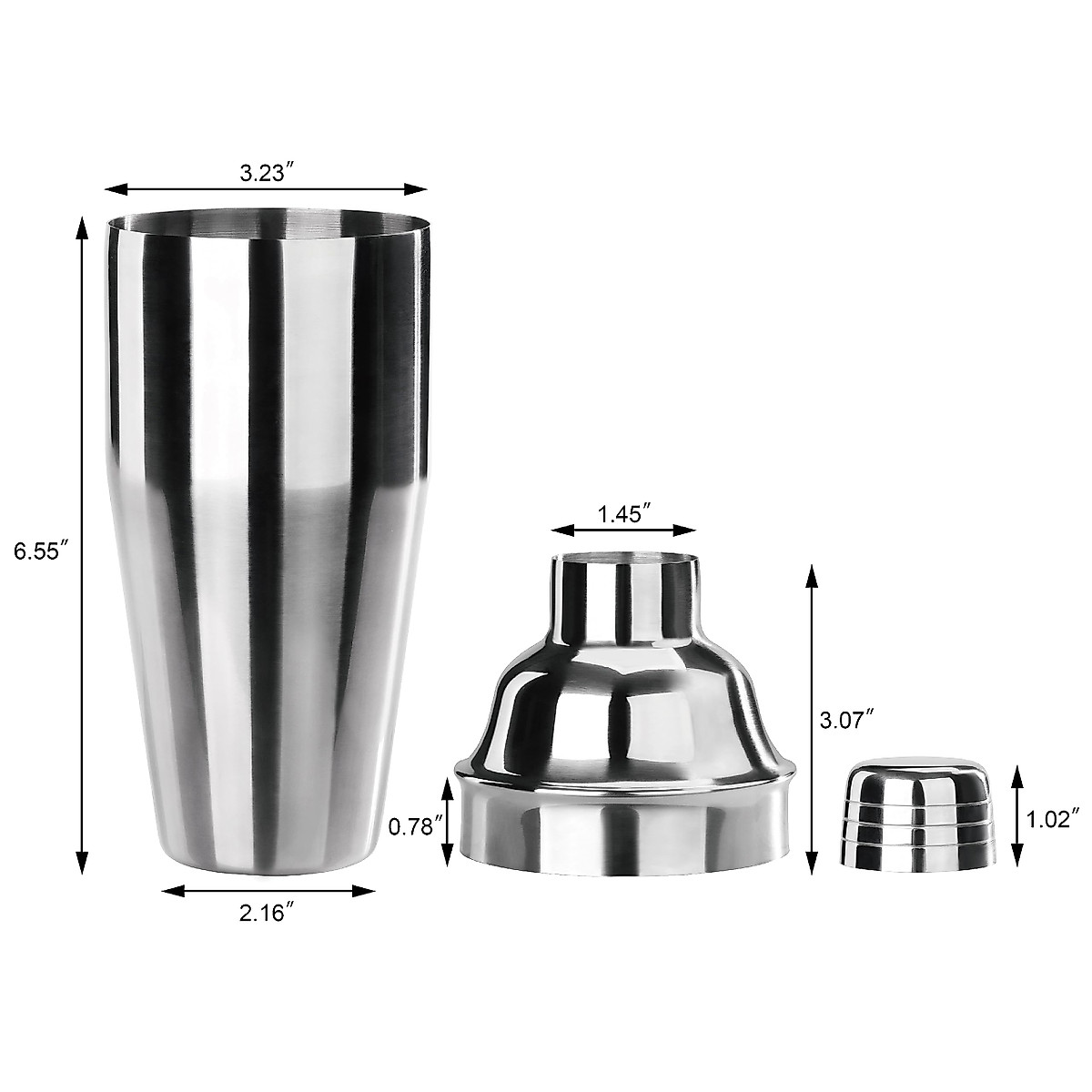 New Star Foodservice 48414 Stainless Steel Cocktail Shaker, 25 oz, Silver