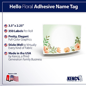 350 Pack Hello My Name is Stickers Identification Badges, 3.5" X 2.25" Peel and Stick for Conferences, Offices and Schools - Made in The USA (Floral)