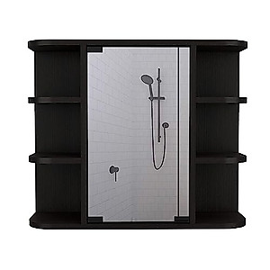 Medicine Cabinet Milano,Six External Shelves Mirror, Bathroom - Black