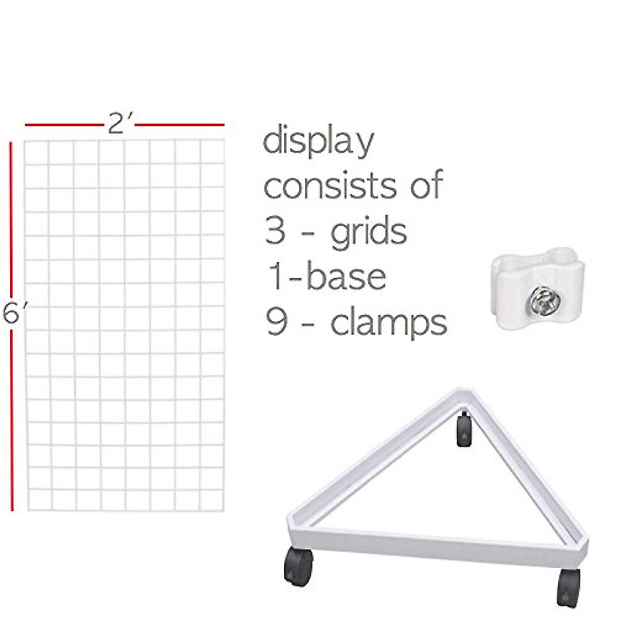Only Garment Racks #1945W(1) + #1900W(3) + #1904W(9) White Triangle Grid Tower with Casters