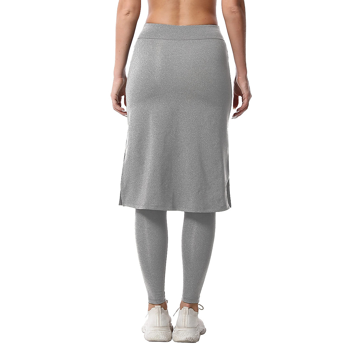 Women's Modest Long Skirt with Attached Leggings Pockets Midi Cover Up Workout Skirted Capris LGY m Light Grey
