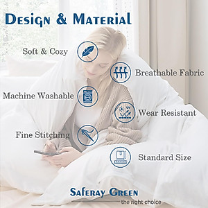 Saferay Green Hotel Luxury 3pc Two Tone Duvet Cover Set-850 Thread Count 100% Organic Cotton Premium Bedding Collection Queen Size 90 x 90 Inches Machine Washable (White & Navy Blue)