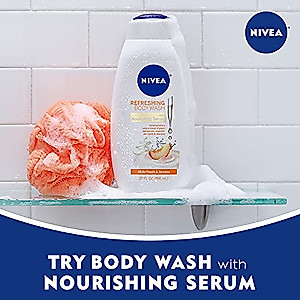 NIVEA White Peach and Jasmine Body Wash with Nourishing Serum, Pack of 3, 20 Fl Oz