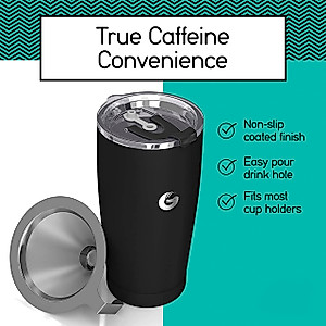 Coffee Gator Coffee Travel Mug - 20 oz Stainless-Steel, Vacuum Insulated Tea and Coffee Tumbler for Women and Men with Leakproof Lid & Paperless Dripper, Black