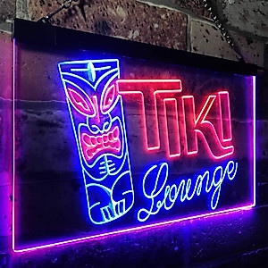 ADVPRO Tiki Lounge Bar Mask Beer Ale Pub Dual Color LED Neon Sign Blue & Red 24" x 16" st6s64-s0002-br