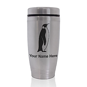 SkunkWerkz Commuter Travel Mug, Penguin, Personalized Engraving Included